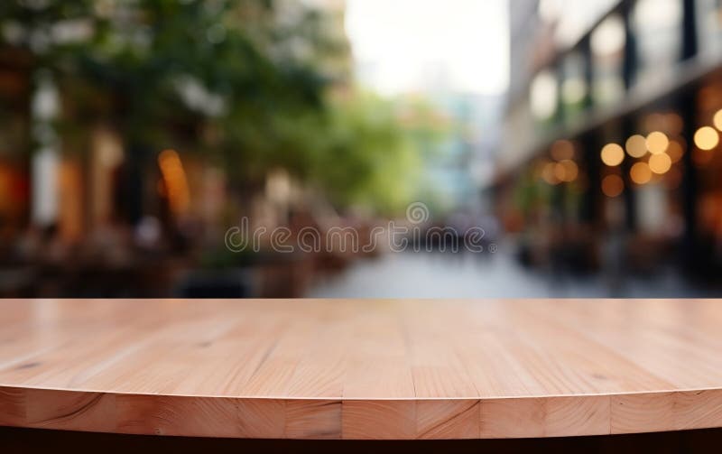 Empty Wooden Table with Blurred Background, Generative Ai Stock ...