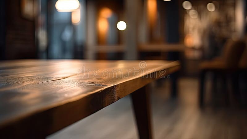 Empty Wooden Table in a Blurred Cafe or Restaurant Background. Perfect ...
