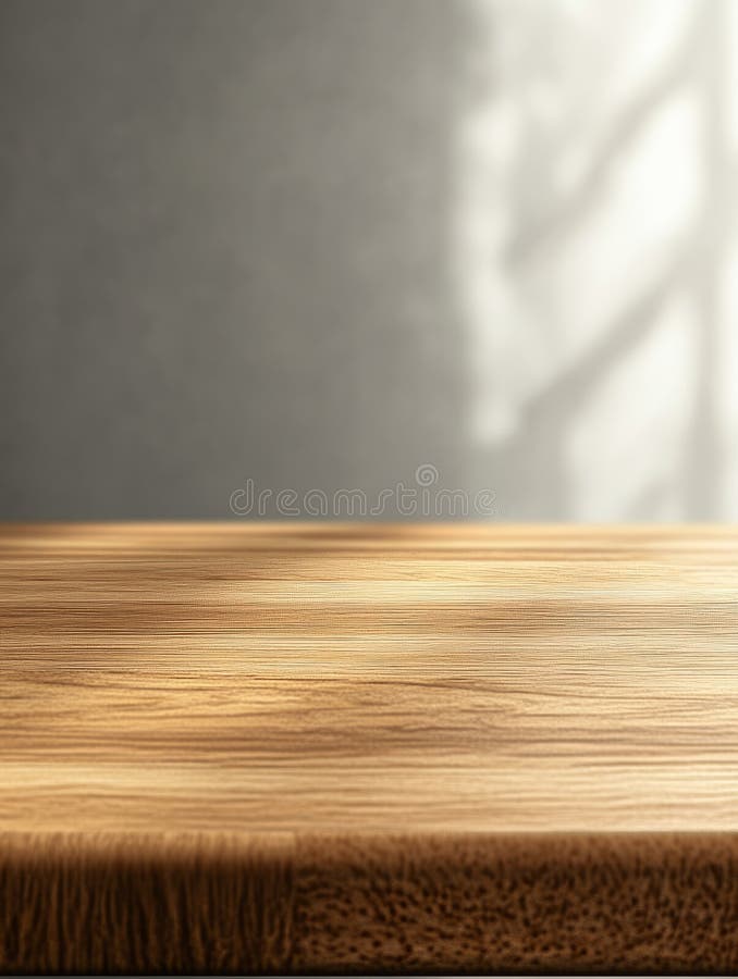 Empty Wooden Table with Blurred Wall Shadows. Stock Photo - Image of ...