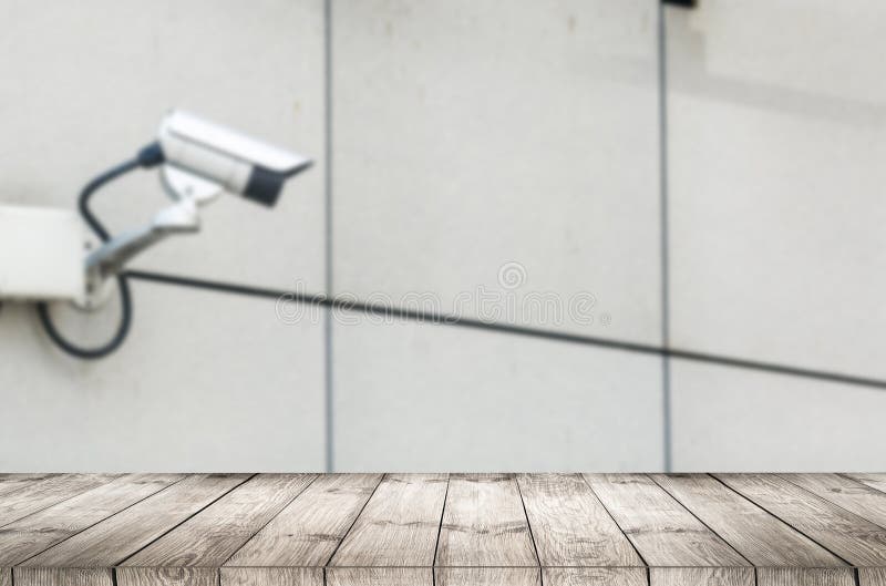 Empty Wooden Table with Cctv Camera. Stock Photo - Image of icon, cctv ...