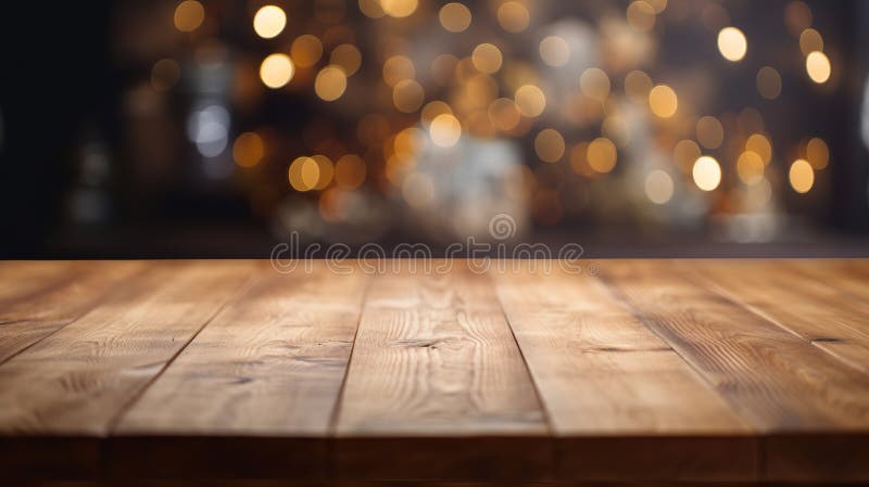 Empty Wooden Table Close-up, Tabletop. Blurred Background Inside the ...