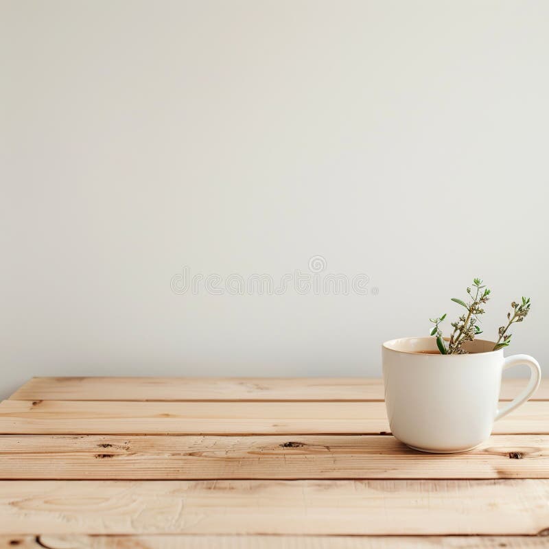 Empty Wooden Table or Wooden Desk with Tea Stock Image - Image of ...