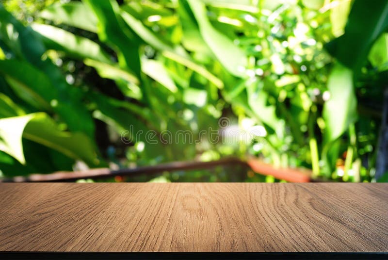 Empty Wooden Table In Front Of Abstract Blurred Background Of Co Stock ...