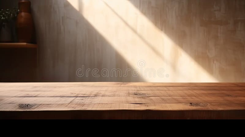 Empty Wooden Table in Front of Abstract Blurred Background. for Product ...