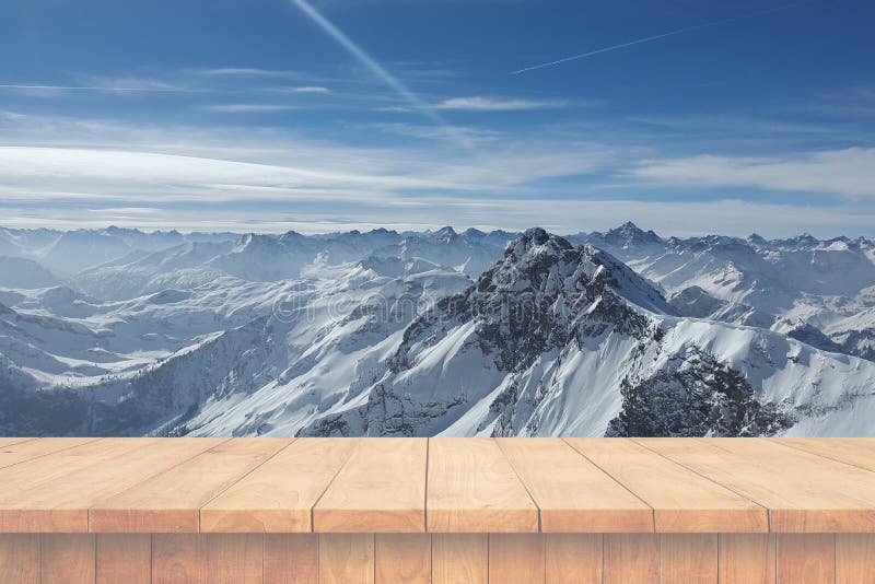 Empty Wooden Table and Red Brick Wall Stock Photo - Image of surface ...