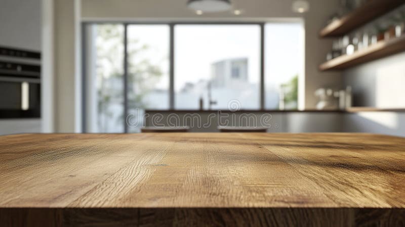 Empty Wooden Table Modern Kitchen 1 Stock Photos - Free & Royalty-Free ...