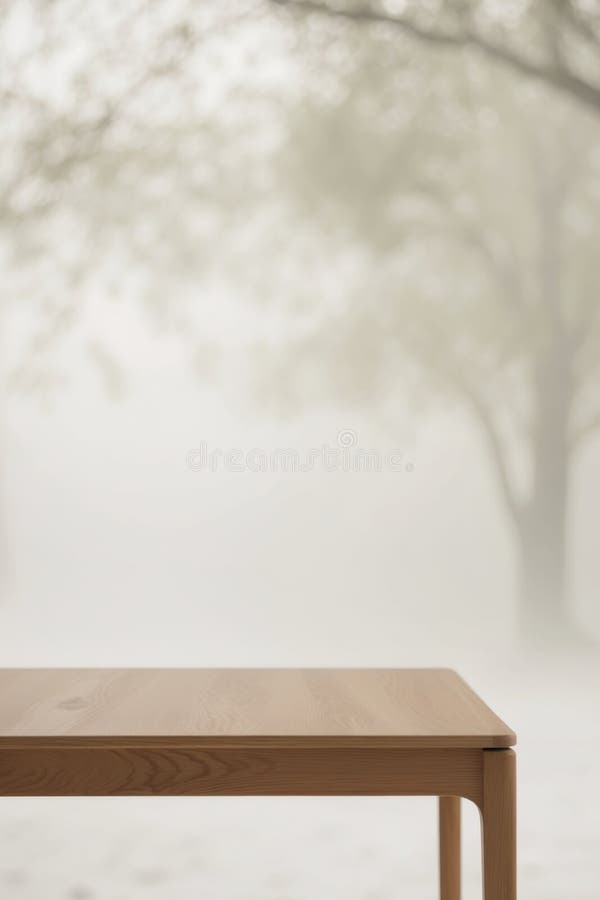 Empty Wooden Table with Out of Focus Trees. Stock Photo - Image of ...