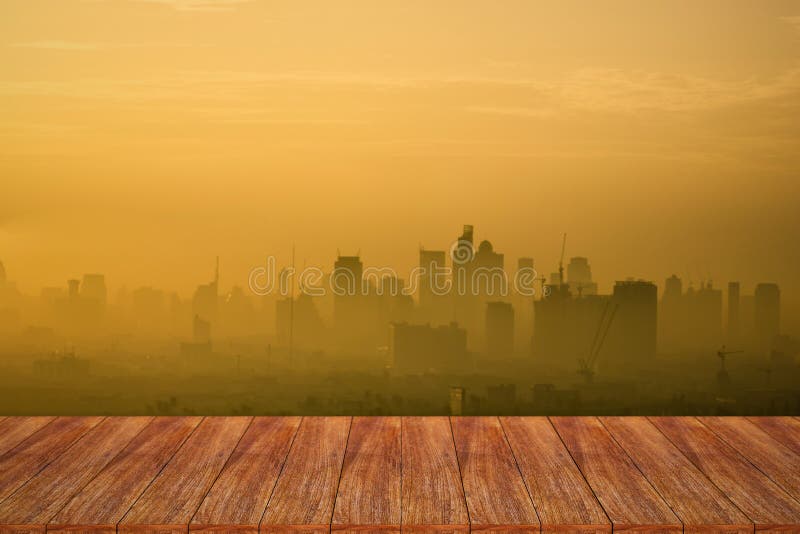 Empty Wooden Table Over Cityscape Stock Image - Image of urban, view ...