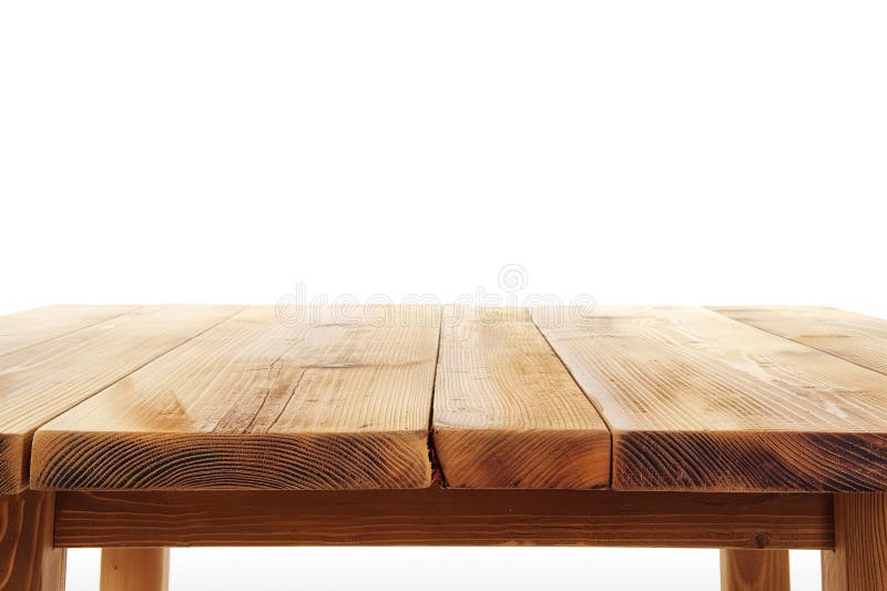 Empty Wooden Table for Product Placement Isolated on White Background ...