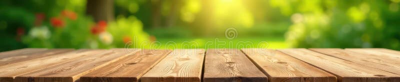 Empty Wooden Table, Summer Backyard Party Blur, Style, August Stock ...