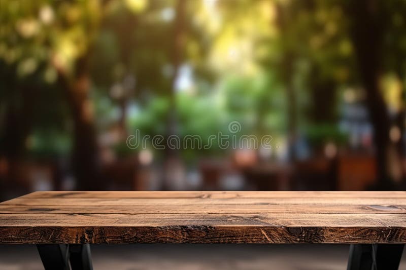 Empty Wooden Table Surface with Blurred Background. for Product Display ...