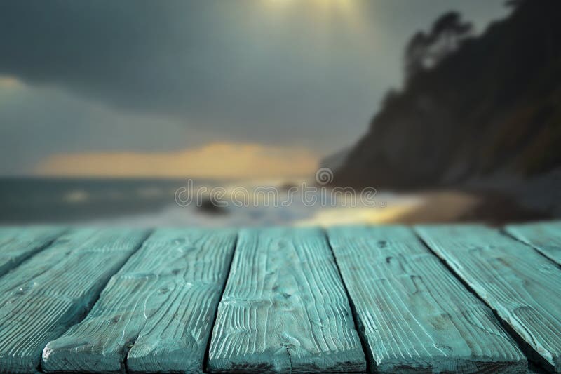 Empty Wooden Table Surface in the Foreground with Natural Textures and ...