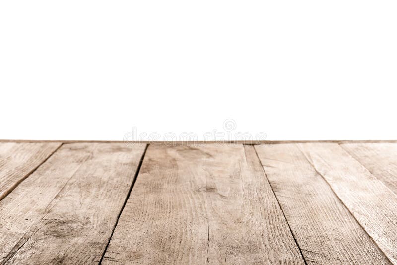 Empty Wooden Table Surface on White Background Stock Photo - Image of ...