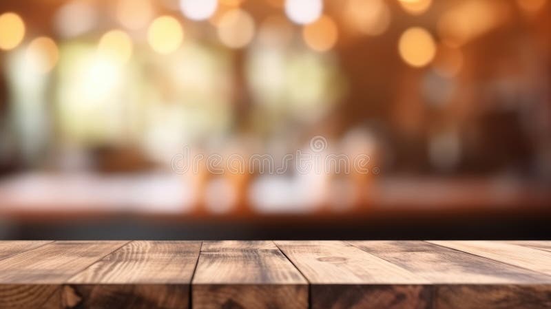 The Empty Wooden Table Top with Blur Background. Exuberant. Stock Image ...