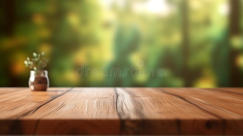 Empty Wooden Table Top with Blurred Background. Generative AI Stock ...