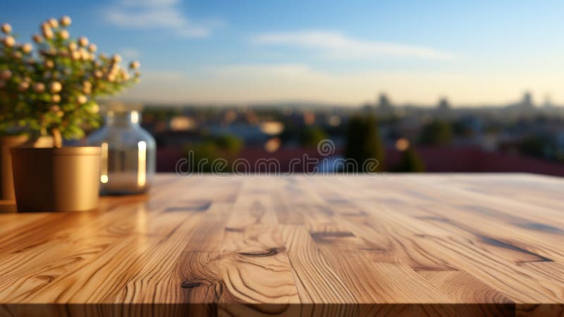 Empty Wooden Table Top with Blurred Background. Generative AI. Stock ...