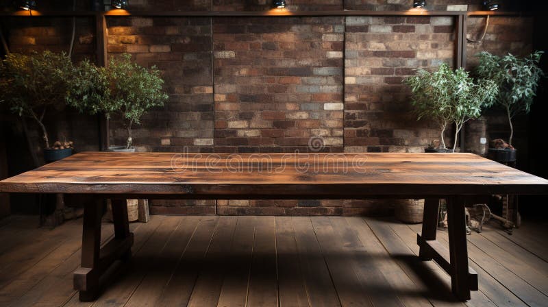Empty Wooden Table, Vintage Look. AI Generated. Stock Illustration ...