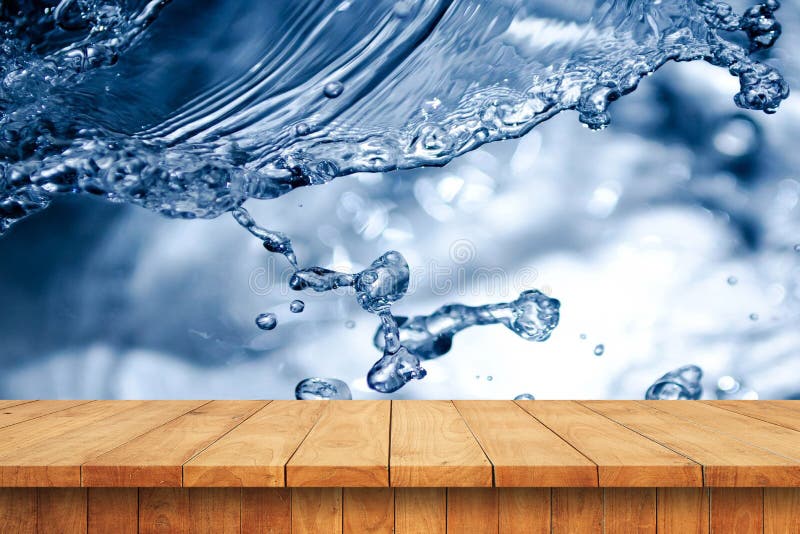 Empty Wooden Table and Water Drop Stock Photo - Image of bamboe, flower ...