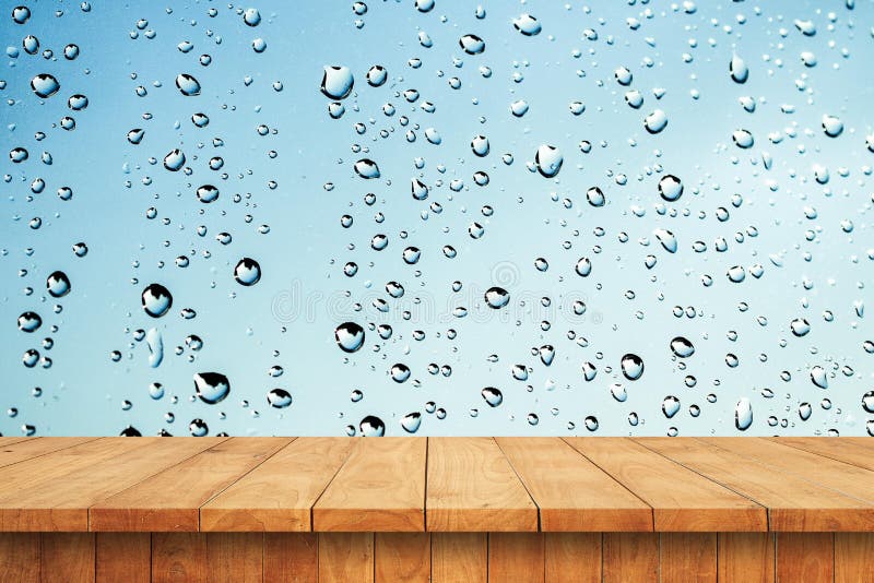 Empty Wooden Table and Water Drop Stock Image - Image of beautiful ...
