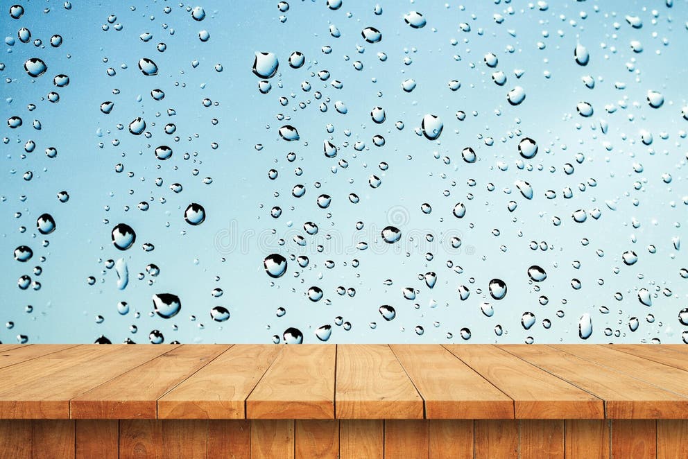 Empty Wooden Table and Water Drop Stock Image - Image of beautiful ...