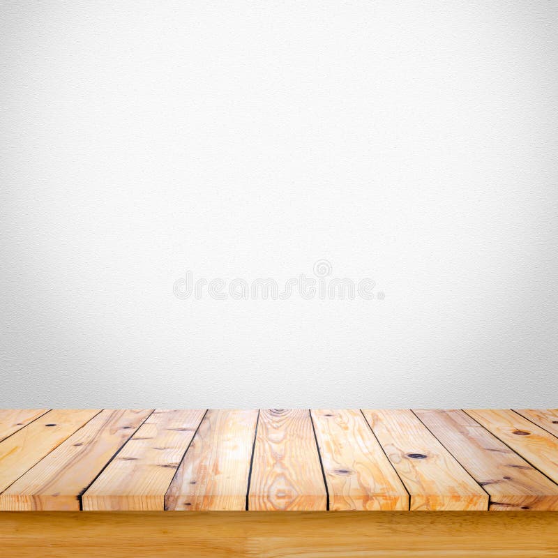 Empty Wooden Table with White Gray Gradient Wall Background. Stock ...