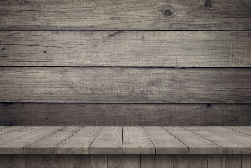 Empty Wooden Table and Wood Wall Background Stock Photo - Image of ...