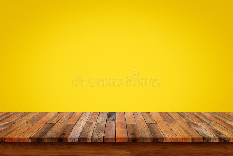 Empty Wooden Table Yellow Gradient Wall Background Photos - Free ...