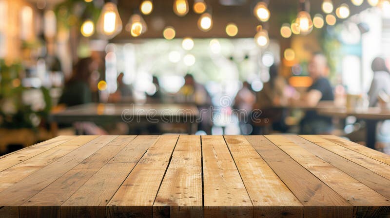Empty Wooden Tabletop in Cafe Setting Stock Illustration - Illustration ...