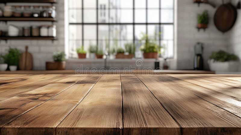 Empty Wooden Tabletop Providing Space for Product Placement with ...