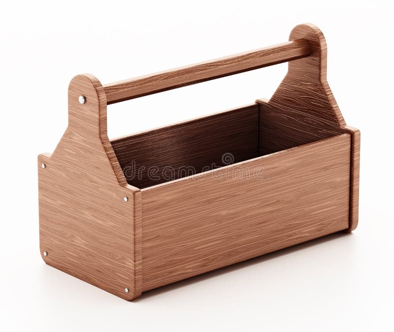 Empty Wooden Toolbox Isolated on White Background. 3D Illustration ...