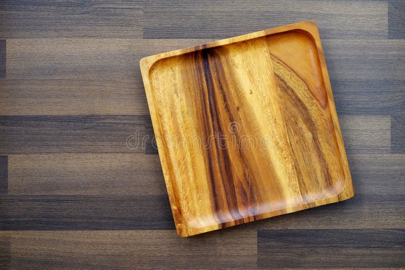 Empty Wooden Tray on Table, Food Background Stock Photo - Image of ...