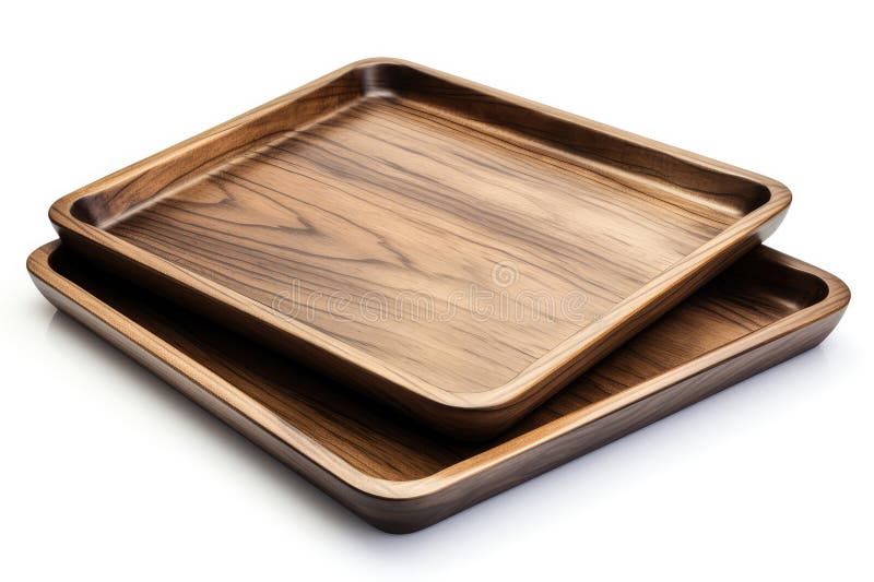 Empty Wooden Trays Isolated from White Background Stock Illustration ...