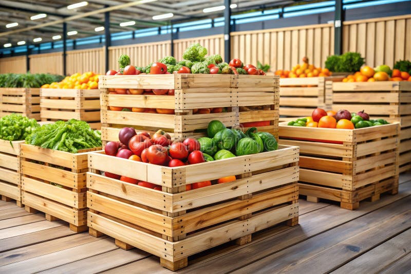 Empty Wooden Vegetable Fruit Crate Set Ideal for Delivery Warehouse ...