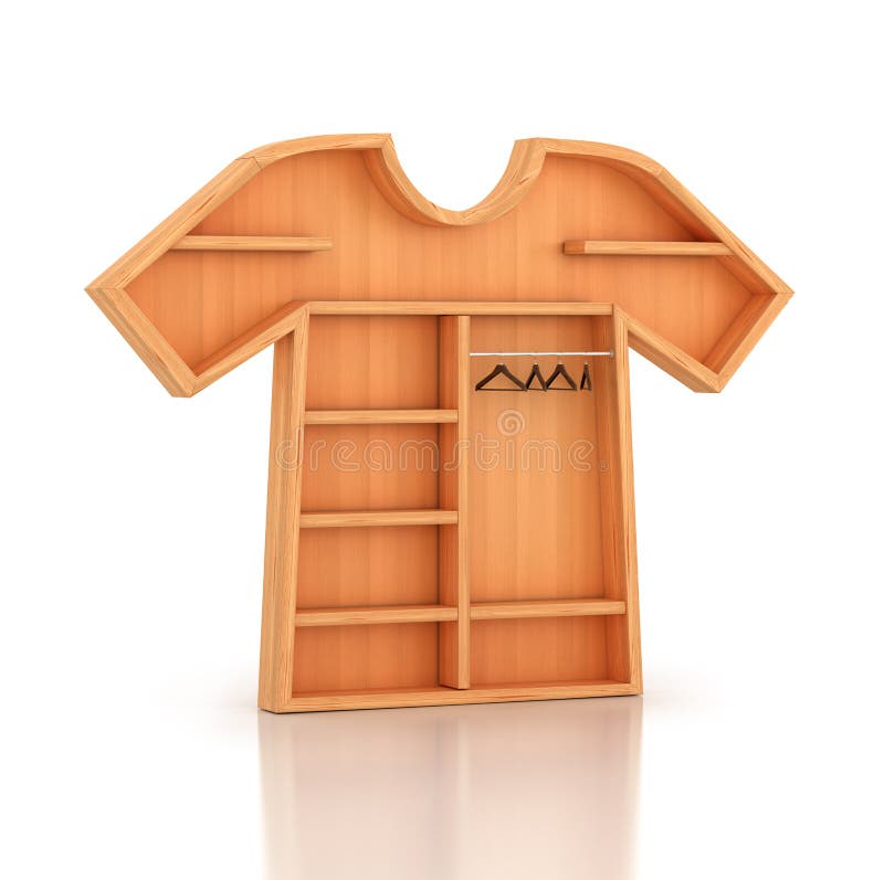 Empty Wooden Wardrobe in Shape of Label, Stock Illustration ...