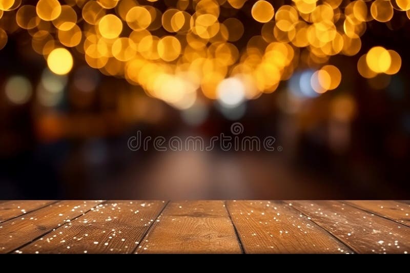 Empty Woooden Table Top with Abstract Warm Living Room Decor with ...