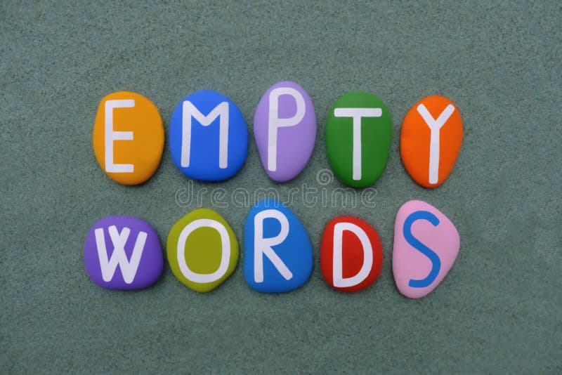 Empty Words, Creative Text with Multi Colored Stone Letters Over Green ...