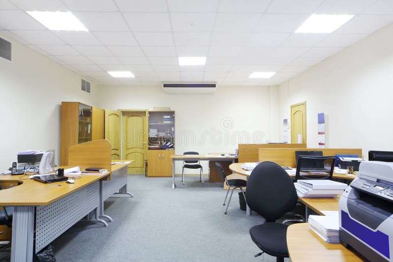 Empty Working Areas with Armchairs and Tables Stock Image - Image of ...