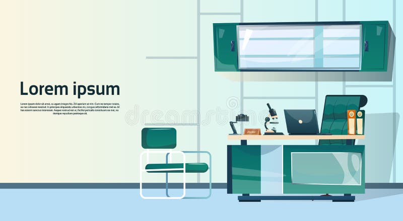 Empty Workplace, Desk Chair Computer Workspace Office No People Stock ...