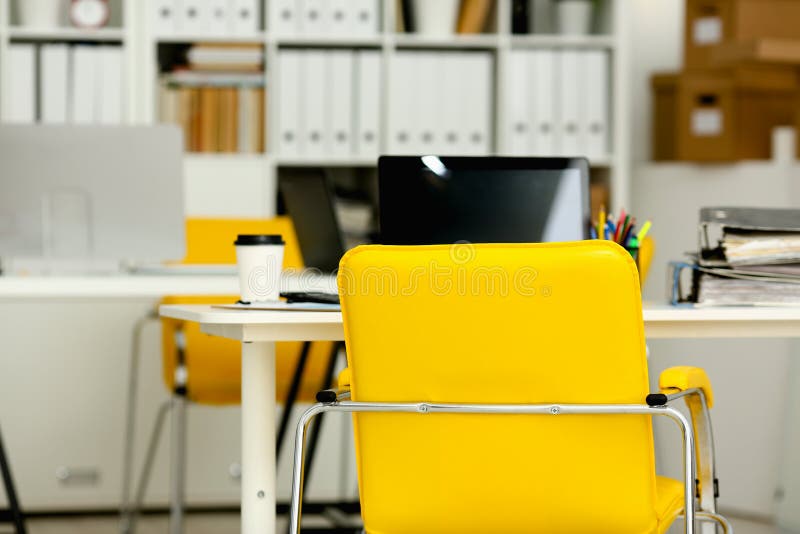 Empty Workplace in Office Closeup Stock Photo - Image of management ...