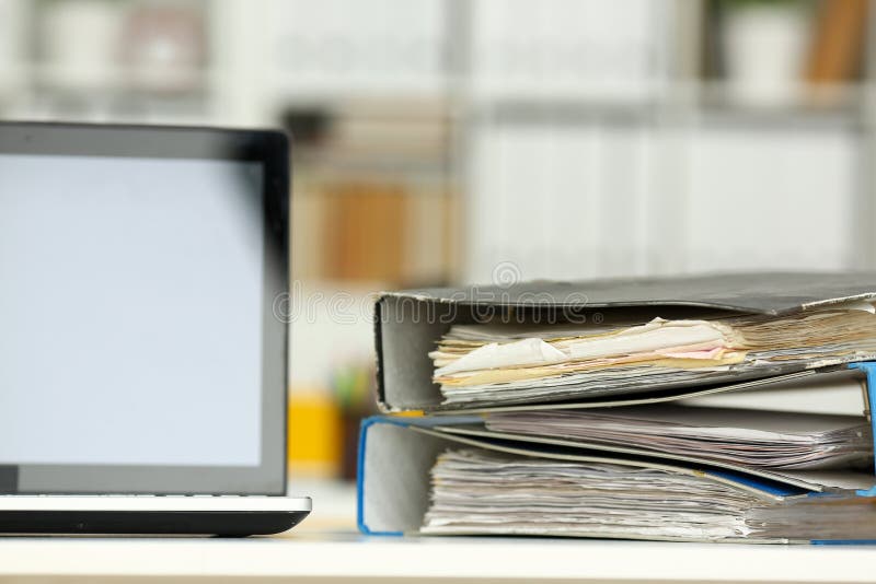 Empty Workplace in Office Closeup Stock Photo - Image of furniture ...