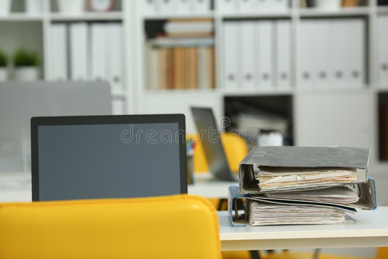 Empty Workplace in Office Closeup Stock Photo - Image of paperwork ...