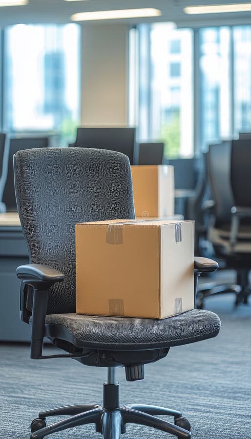 Empty Workplace. Office Downsizing Concept with Cardboard Boxes on ...