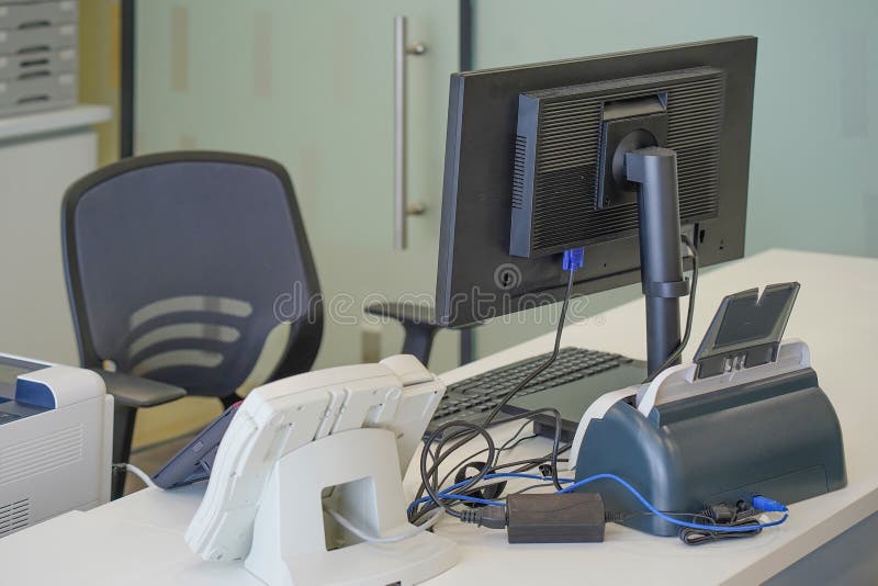Empty Workspace of a Company with Computer for Their Employee Stock ... Empty Workspace of a Company with Computer for Their Employee Stock ...