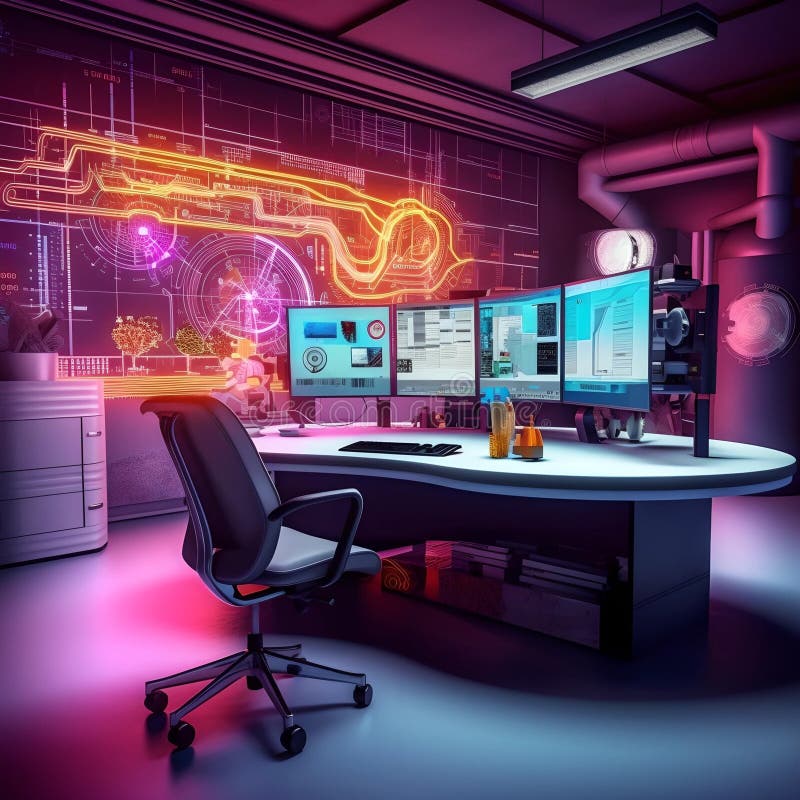 An Empty Workplace for an it Specialist of the Future. High-tech Stock ...