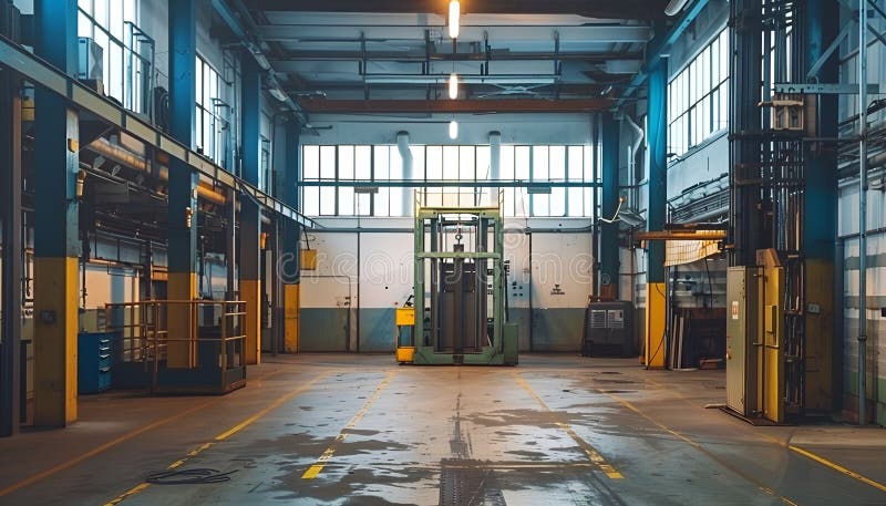 Empty Workshop with a Lift in Car Repair Station Stock Illustration ...