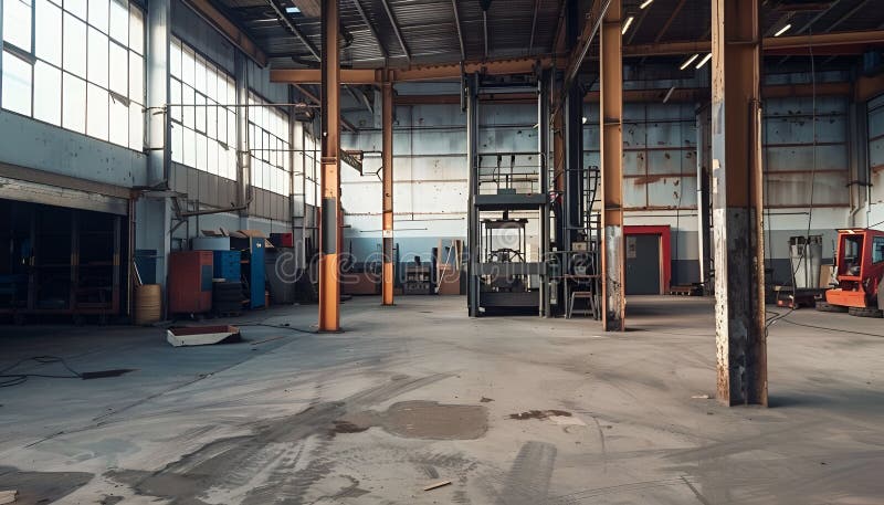 Empty Workshop with a Lift in Car Repair Station Stock Illustration ...