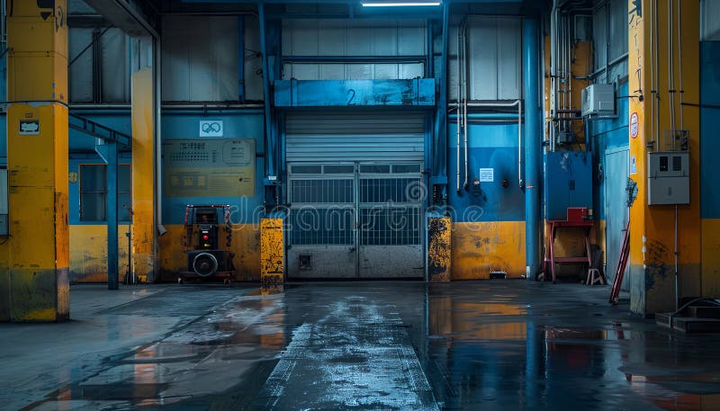 Empty Workshop with a Lift in Car Repair Station Stock Illustration ...
