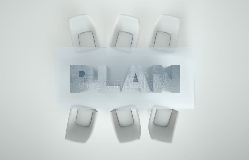 Empty Workspace on Glass PLAN Table. Top View. High Resolution Render ...