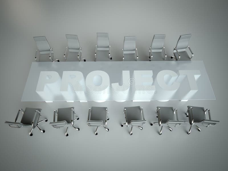 Empty Workspace on Glass PLAN Table. Top View. High Resolution Render ...