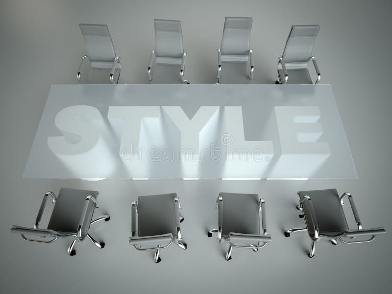 Empty Workspace on Glass PLAN Table. Top View. High Resolution Render ...